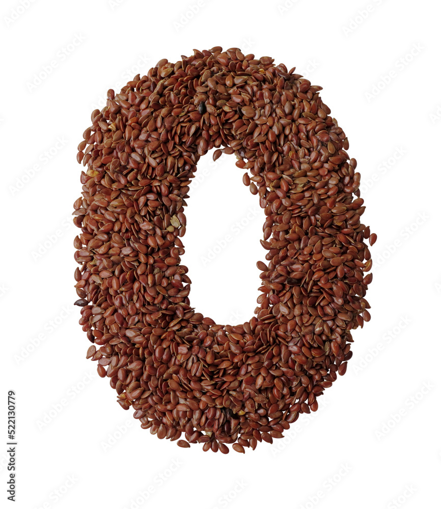Number 0 made with Linseed also known as flaxseed isolated on ...