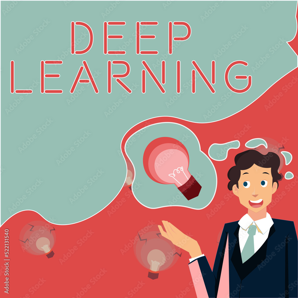 Text caption presenting Deep Learning. Business idea Hierarchical ...