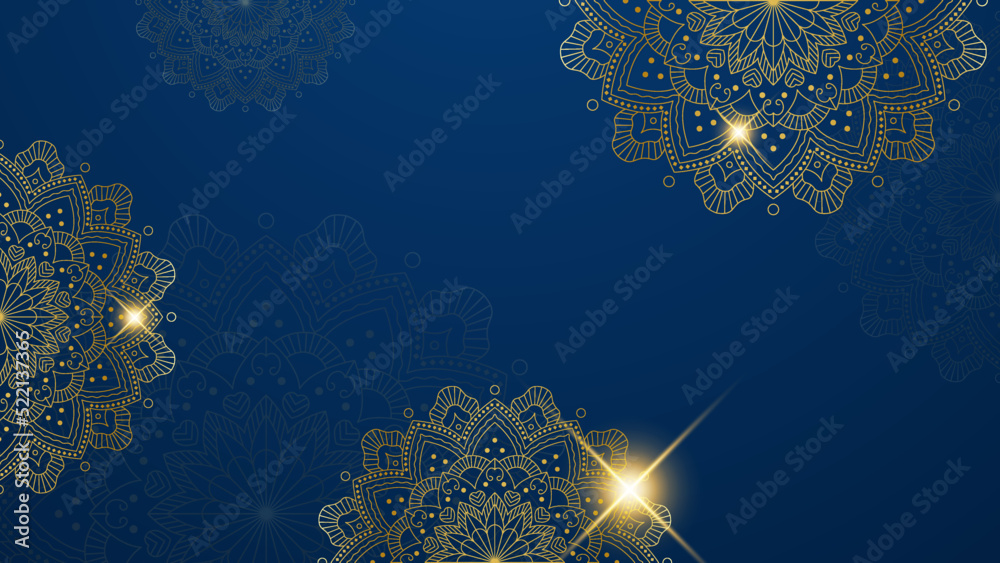 Mandala arabic blue Islamic design background. Universal ramadan kareem ...