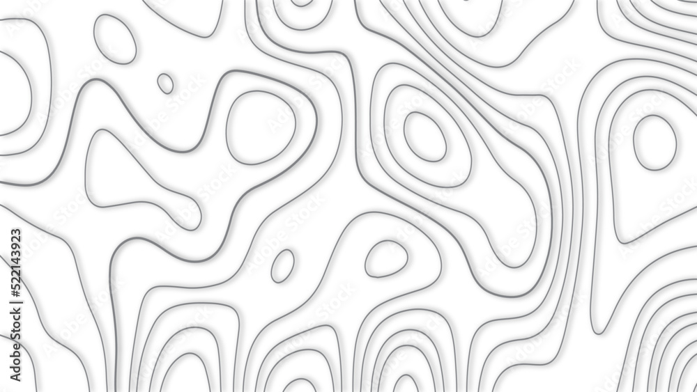 topographic map lines on white background imaginary landscape Stock ...