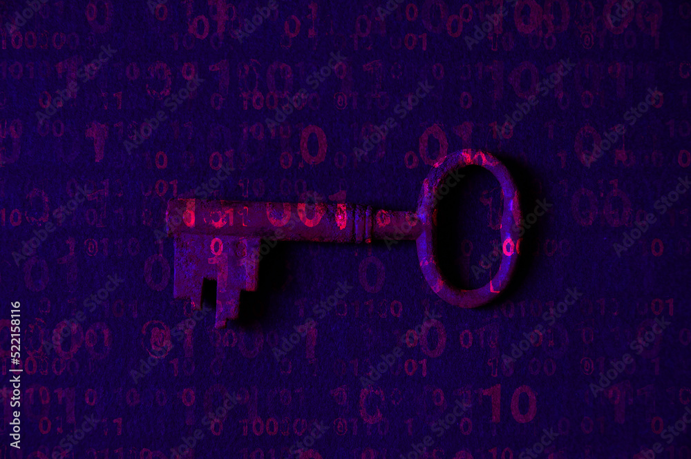 Cryptography Concept with Key and Binary Code Stock Photo | Adobe Stock