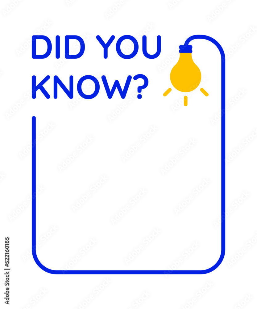 Did You Know? label design with a light bulb. Interesting facts about ...