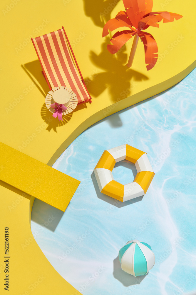 Modern summer poster design flip flops, swimming pool and beach Stock ...