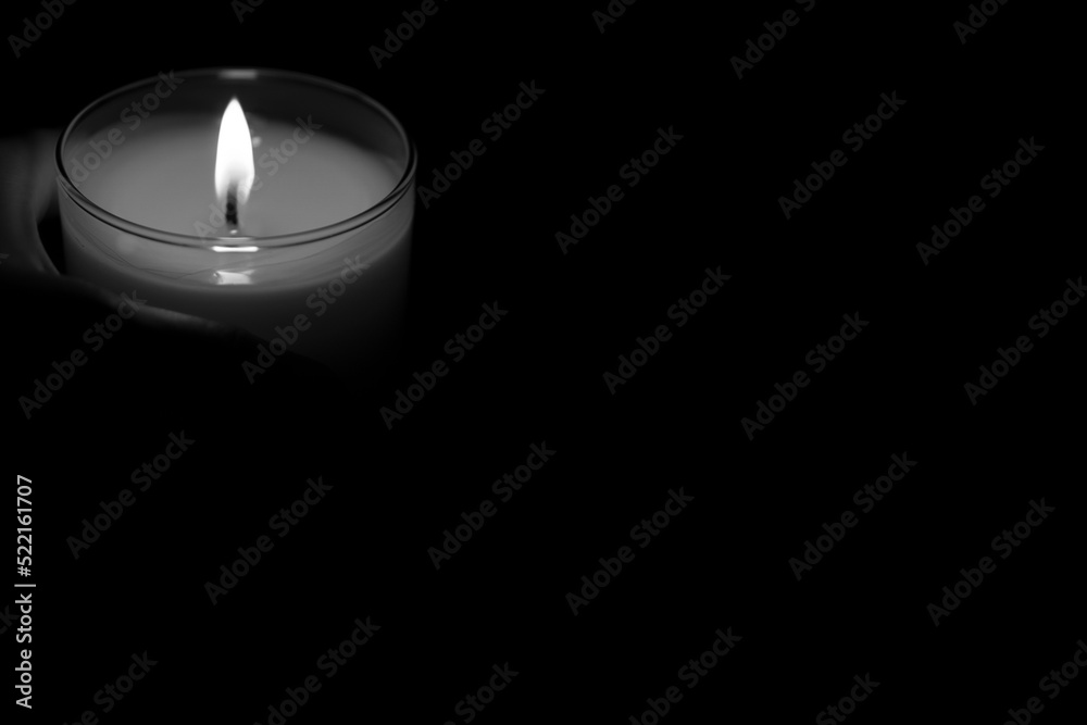The concept of mourn, Candle dark on black background, RIP, Black and ...