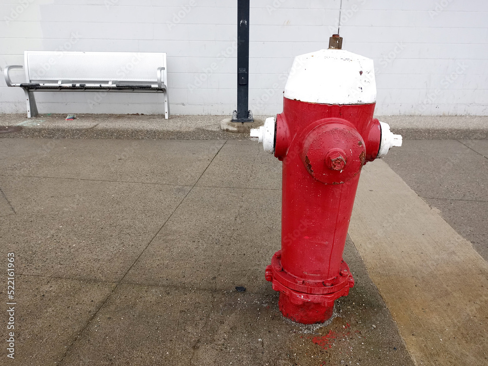 A red fire hydrant, faucet or fire hydrant, a water intake to provide a ...