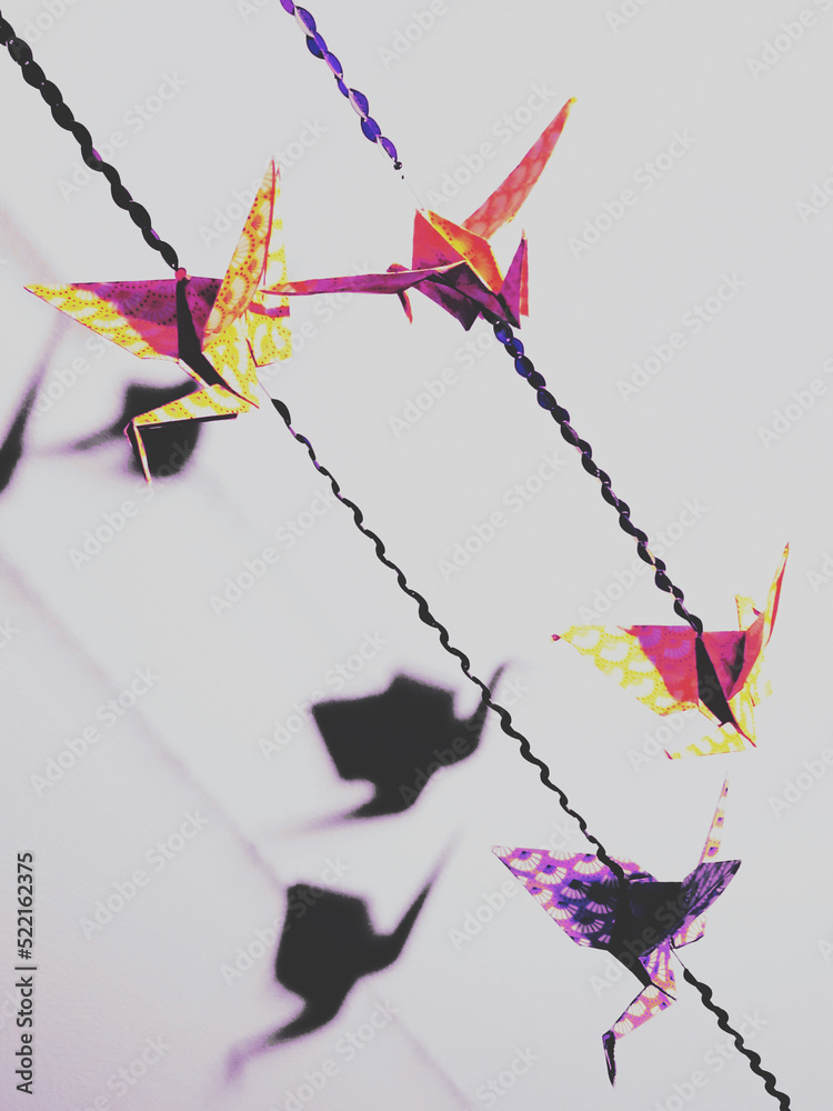 Colorful origami art on the wall Stock Photo | Adobe Stock