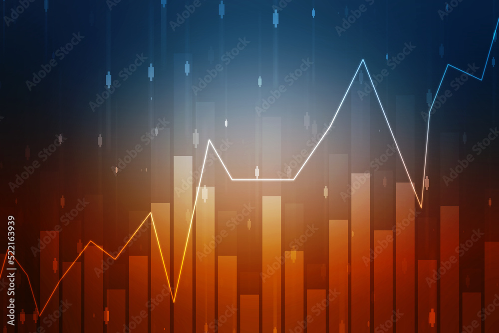 Business Growth graph on technology background, Futuristic raise arrow ...