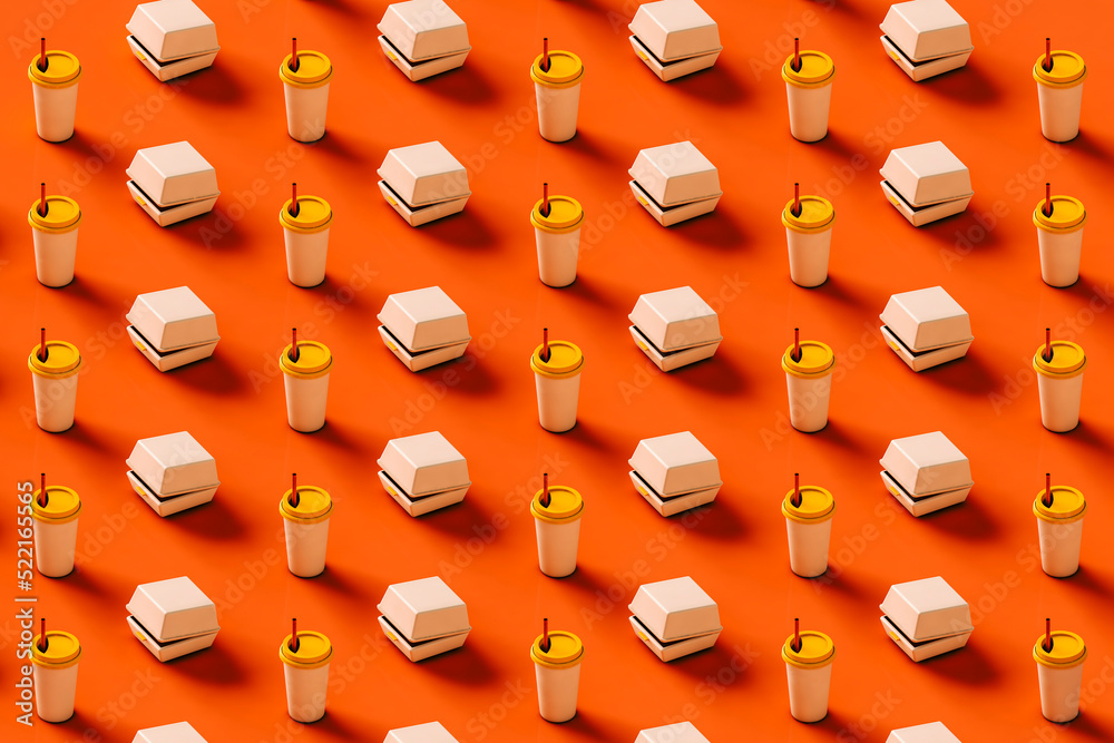 pattern of fast food boxes Stock Photo | Adobe Stock