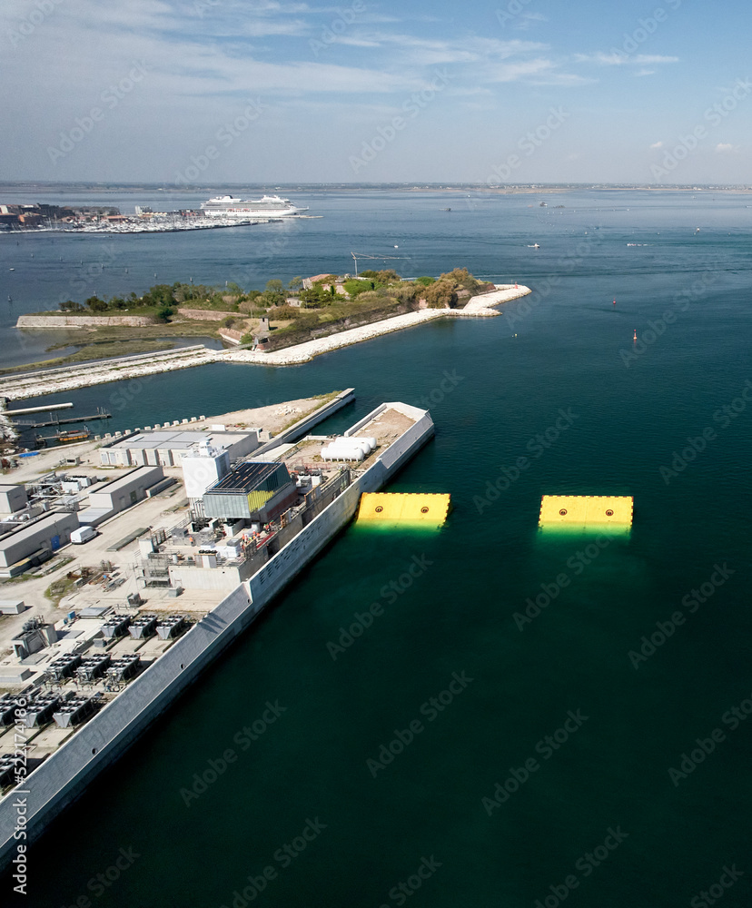 Venice MOSE tide barrier floodgates: sea level rise climate adaptation ...