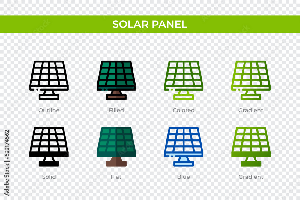 Solar panel icon in different style. Solar panel vector icons designed ...
