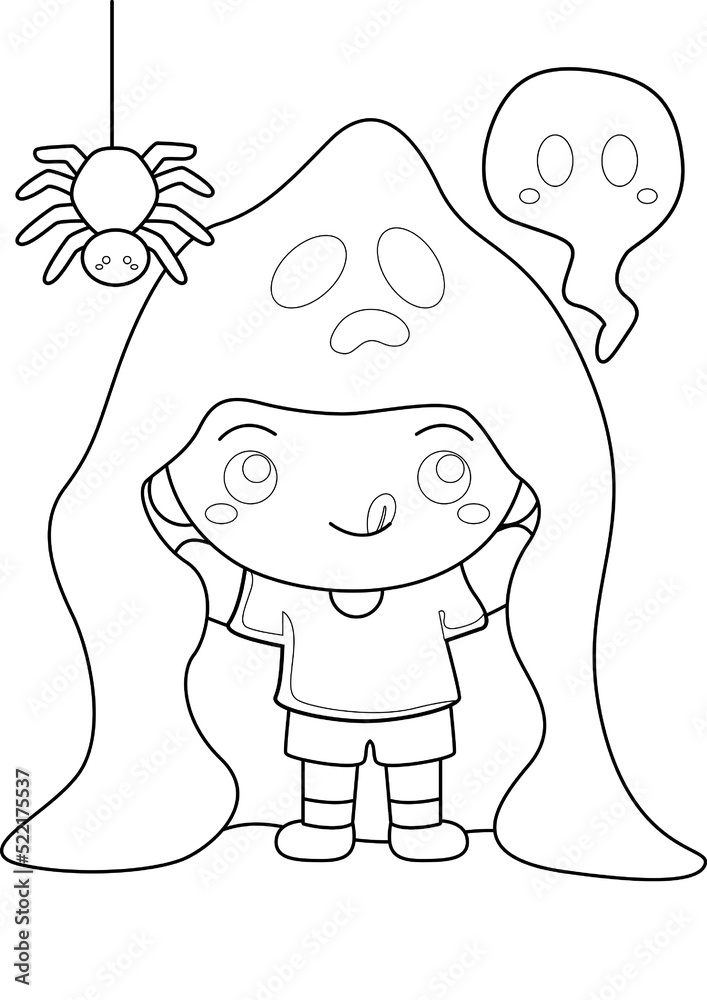 Halloween and Kids Coloring Pages A4 for Kids and Adult Stock Vector ...