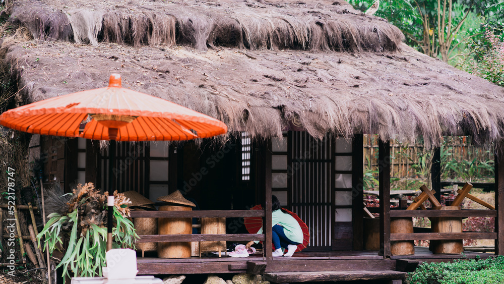 The architecture of a traditional Japanese house can be recognized ...