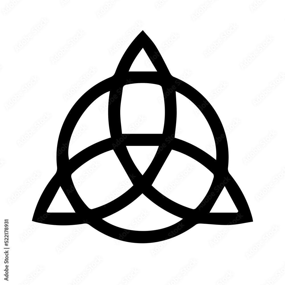 Triquetra symbol interlaced with circle. Linear Celtic trinity knot ...