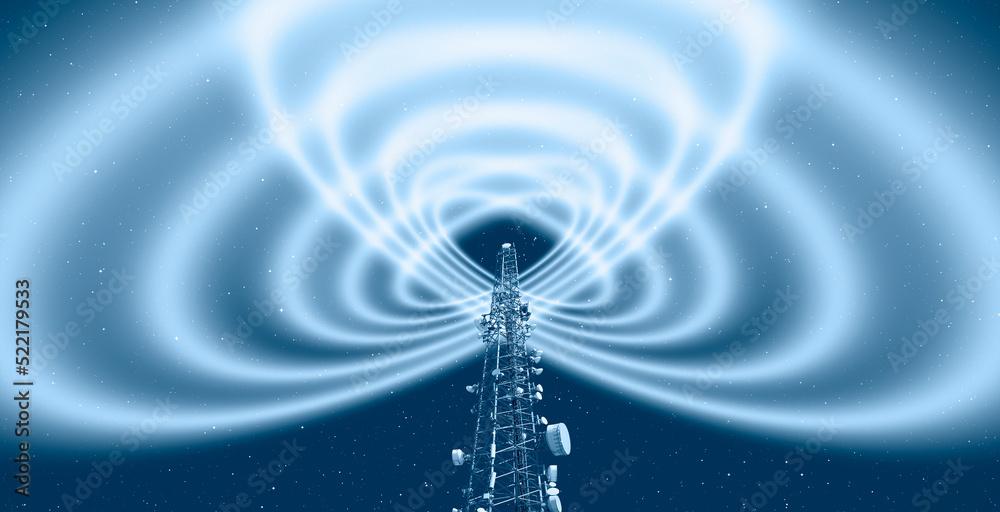 Antenna tower of telecommunication and Phone base station with TV and ...