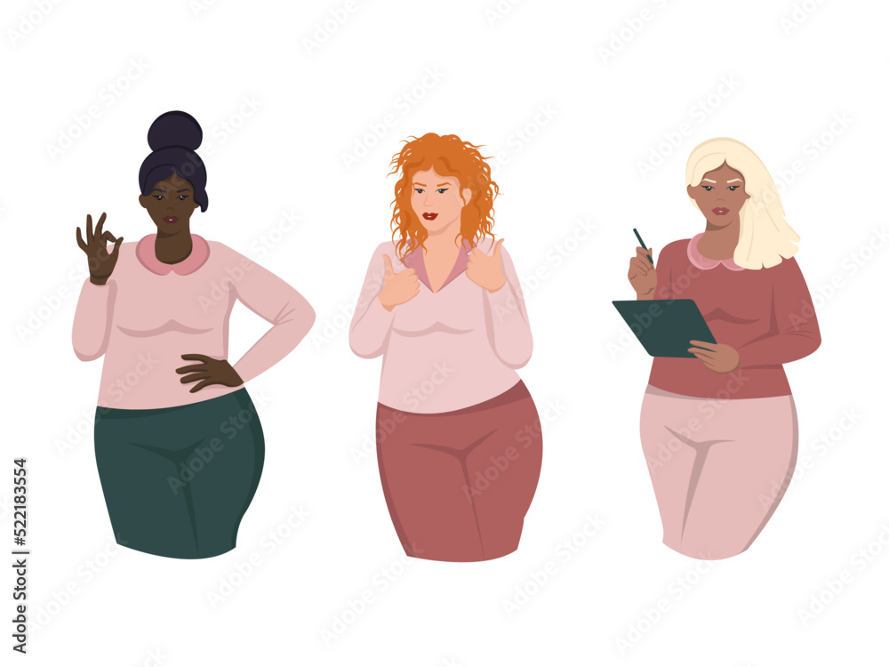 teacher, overweight business woman, set of overweight women Stock ...