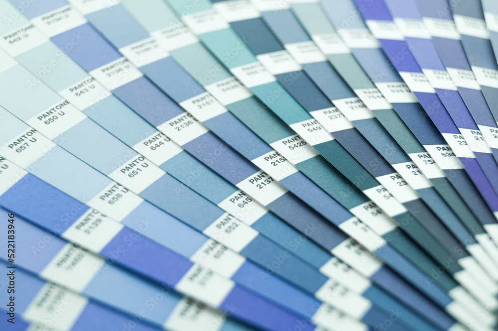 Berdsk, Russia - 13 feb 2022: Pantone color guide. Palette of blue and ...