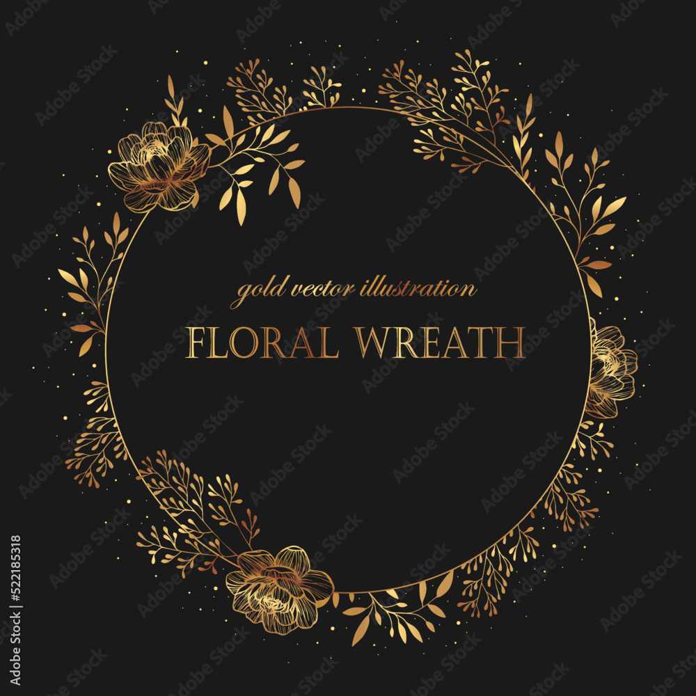 Golden frame flowers for decorative design. Golden border design ...