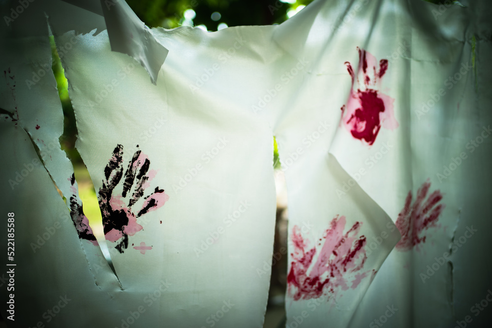 Halloween decorations background. Halloween Scary Bloody hand print ...
