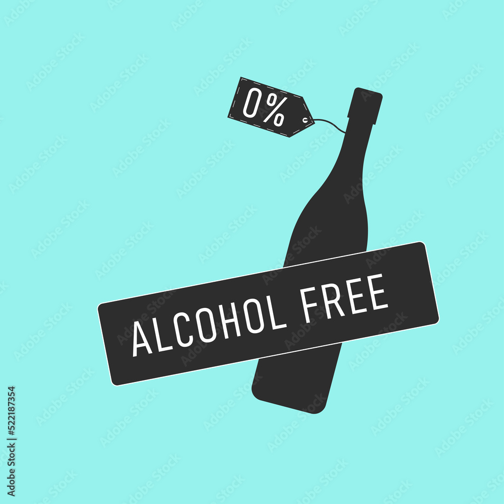 Alcohol free icon. No alcohol logo. Zero percent alcohol symbol ...