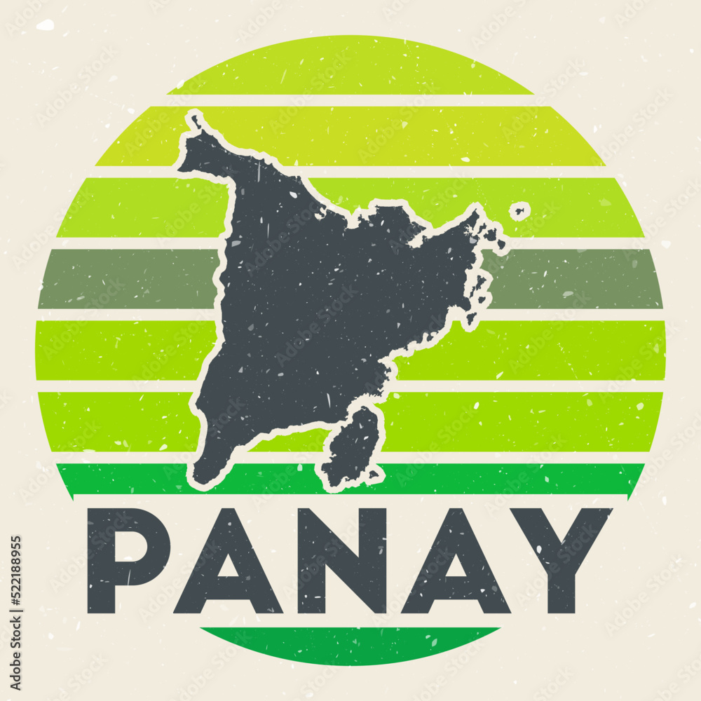 Panay logo. Sign with the map of island and colored stripes, vector ...