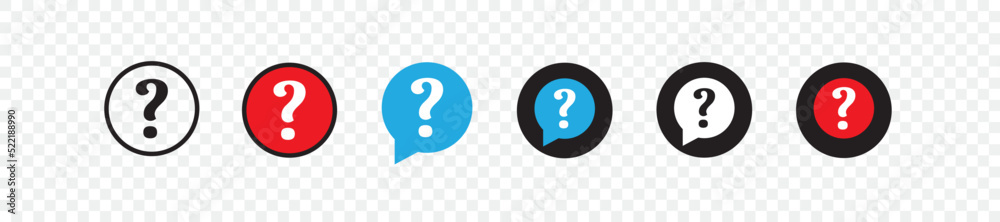 Question mark icon set. Message box with question mark icon. Button ...