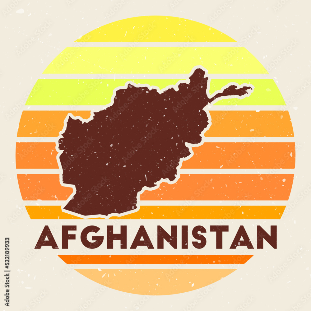 Afghanistan logo. Sign with the map of country and colored stripes ...