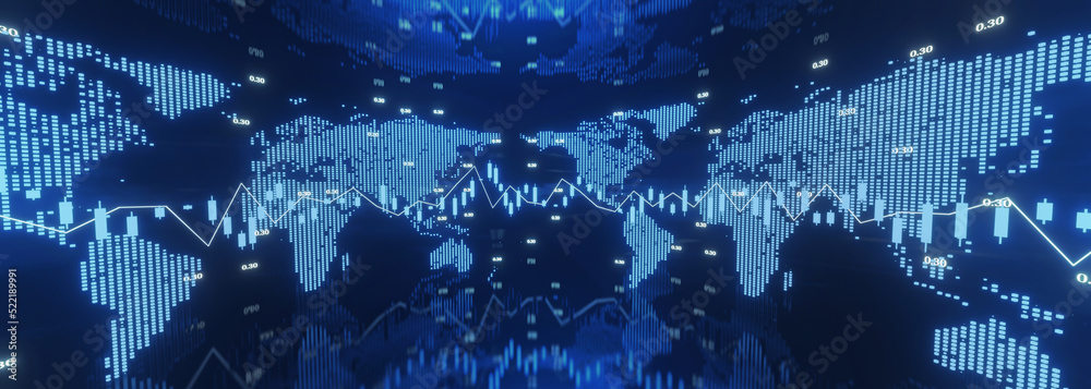 concept digital Stock market investment trading world map financial ...