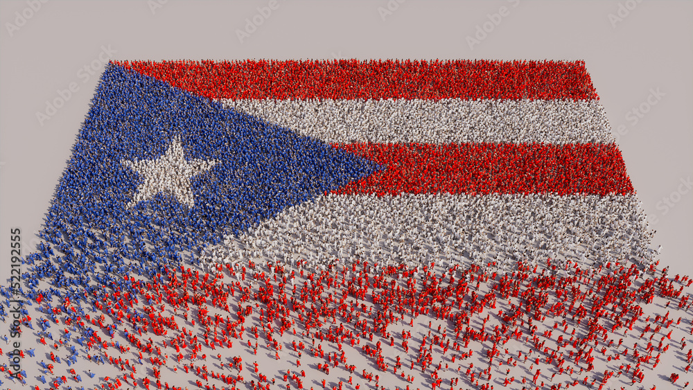 Puerto Rican Flag formed from a Crowd of People. Banner of Puerto Rico ...