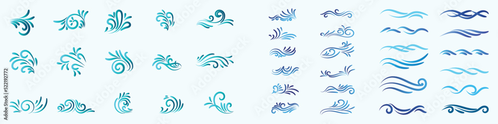 Vector water waves, Aqua waves background, Ocean and sea waves, Water ...