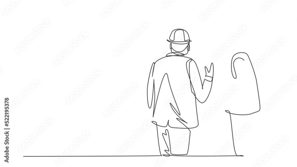 Animated self drawing of continuous line draw foreman construction ...