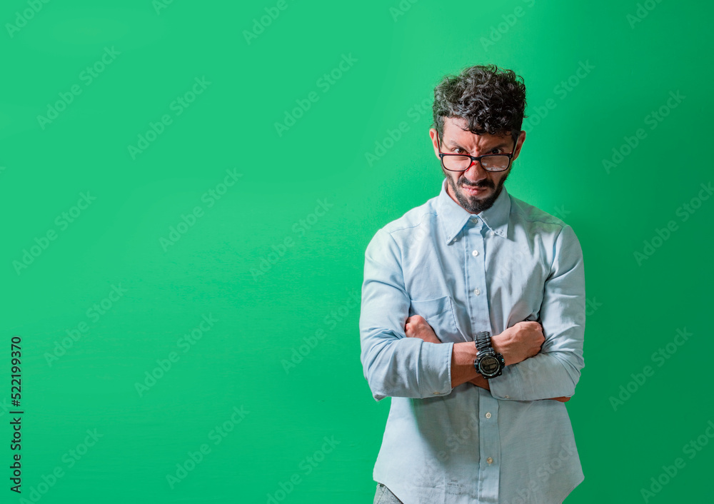 Angry and annoyed man with crossed arms isolated, Unhappy and angry ...