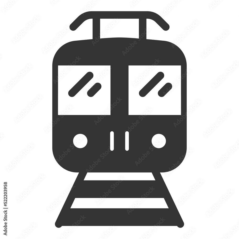 Subway car with pantograph, front view - background, white, web ...