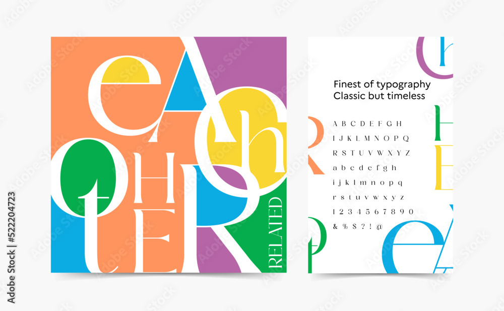 Abstract typography poster. Urban slogan rainbow typeface. A to Z serif ...