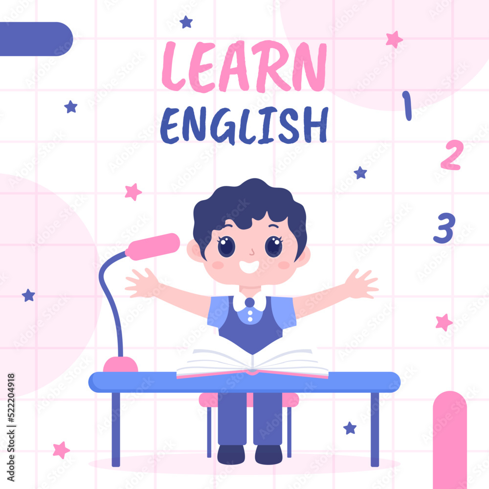 English Class Template Background Hand Drawn Cartoon Flat Illustration ...