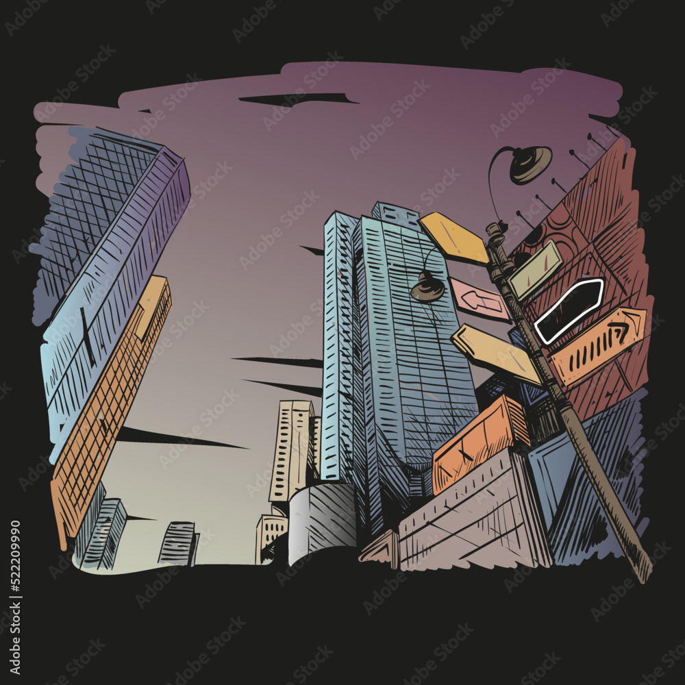 Hand drawn city sketch, vector illustration Stock Vector | Adobe Stock