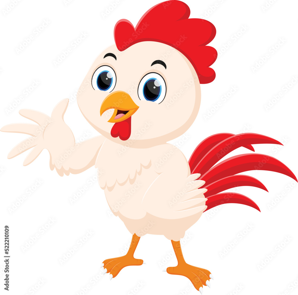 Cartoon cute Chicken posing on white background Stock Vector | Adobe Stock