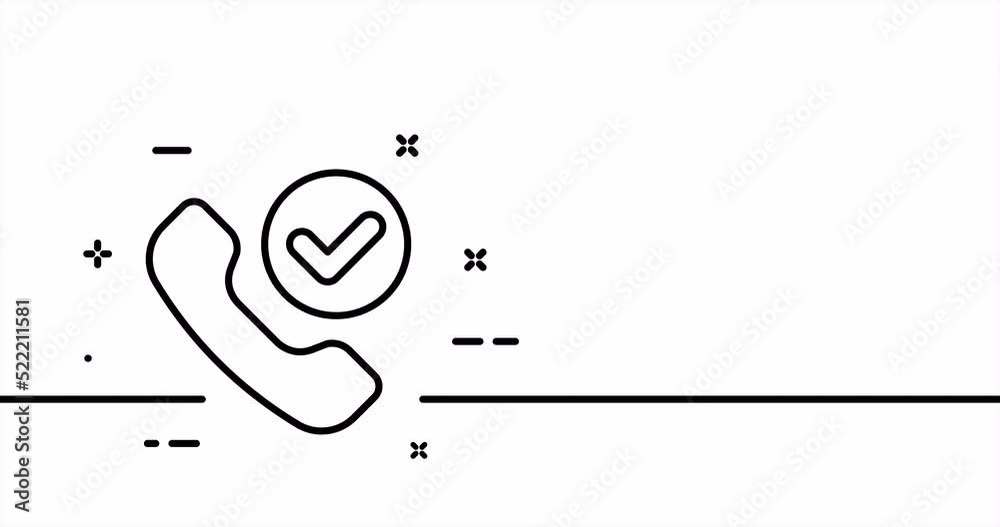 Handset with tick. Landline phone, Incoming, missed call, dialogue ...