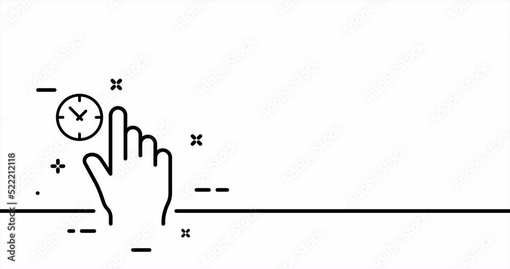 Hand with clock. Clickfinger, brush, tapping, sliding, Scrolling, touch ...