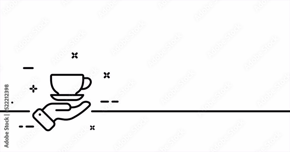 Hand with a cup. Hot drink, coffee, beans, cocoa, americano, cappuccino ...