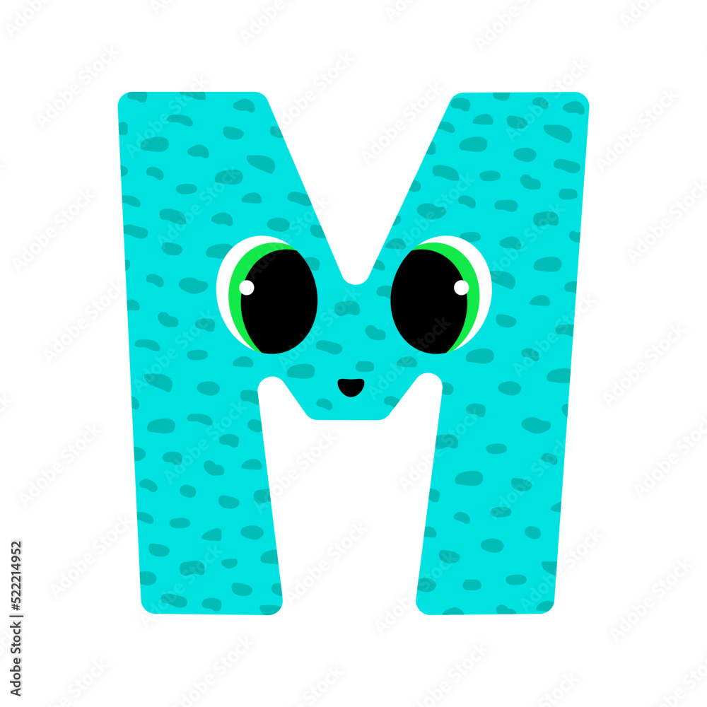 The letter M. Symbol from the monster alphabet. Isolated on white ...