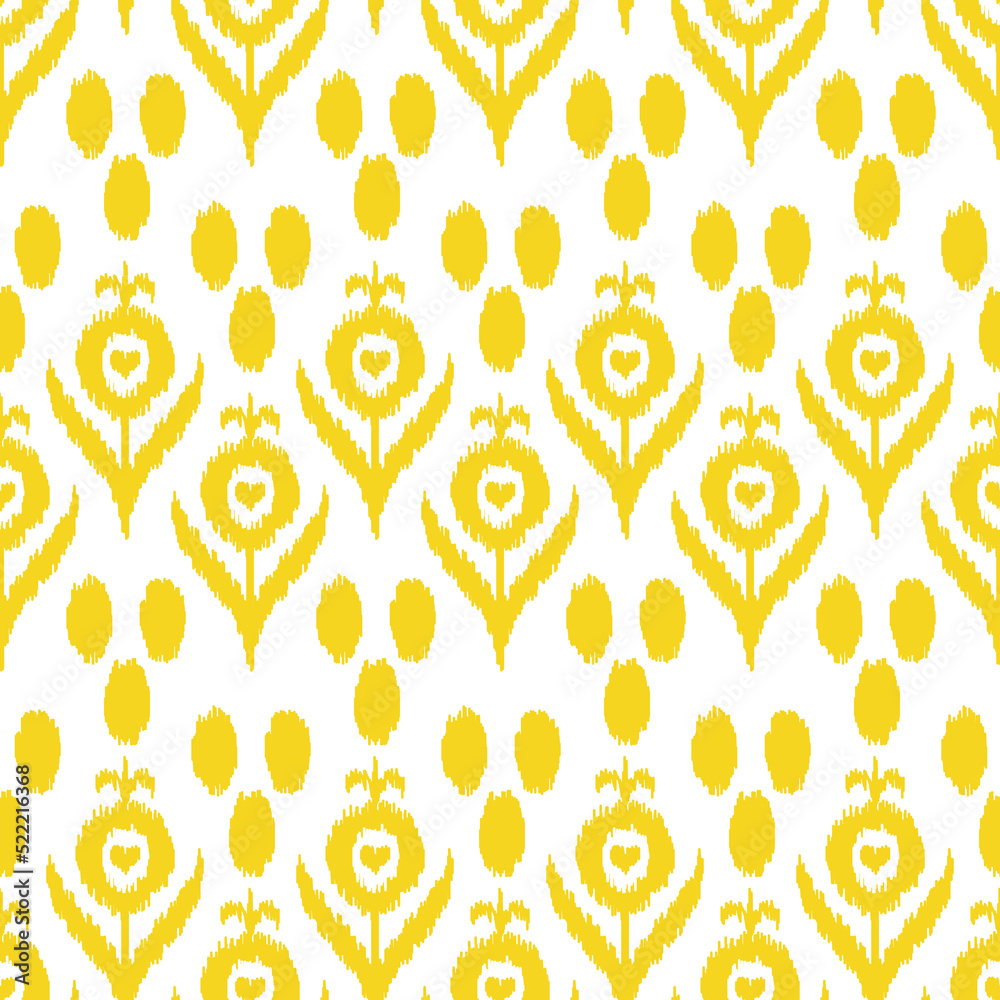 Yellow color tulip shape ikat pattern - patterns for fabrics and ...