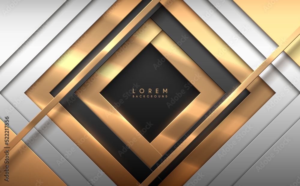 Abstract white gold and black luxury geometric shapes background Stock ...