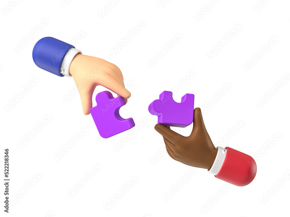 Two hands holding a puzzle, teamwork concept. Financial metaphor ...