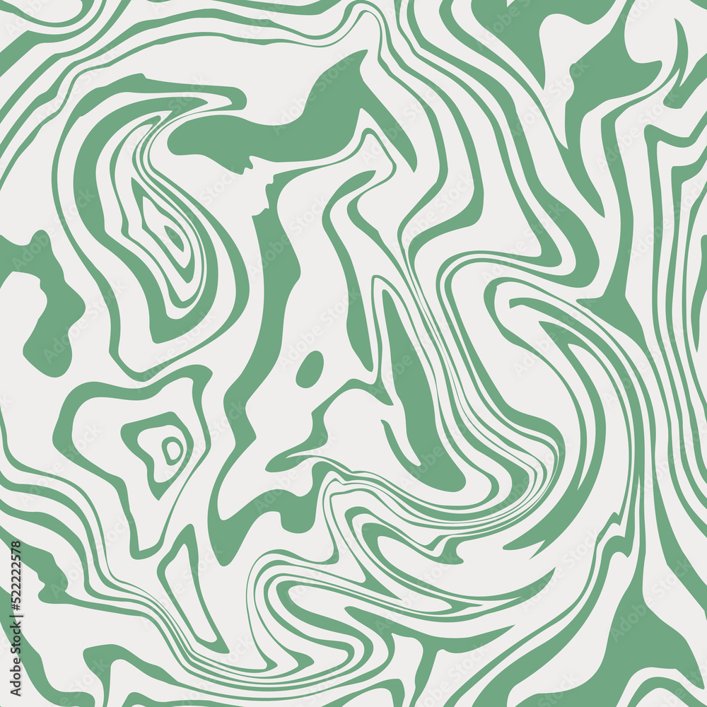 Abstract green psychedelic waves print background. 1970s trippy ...