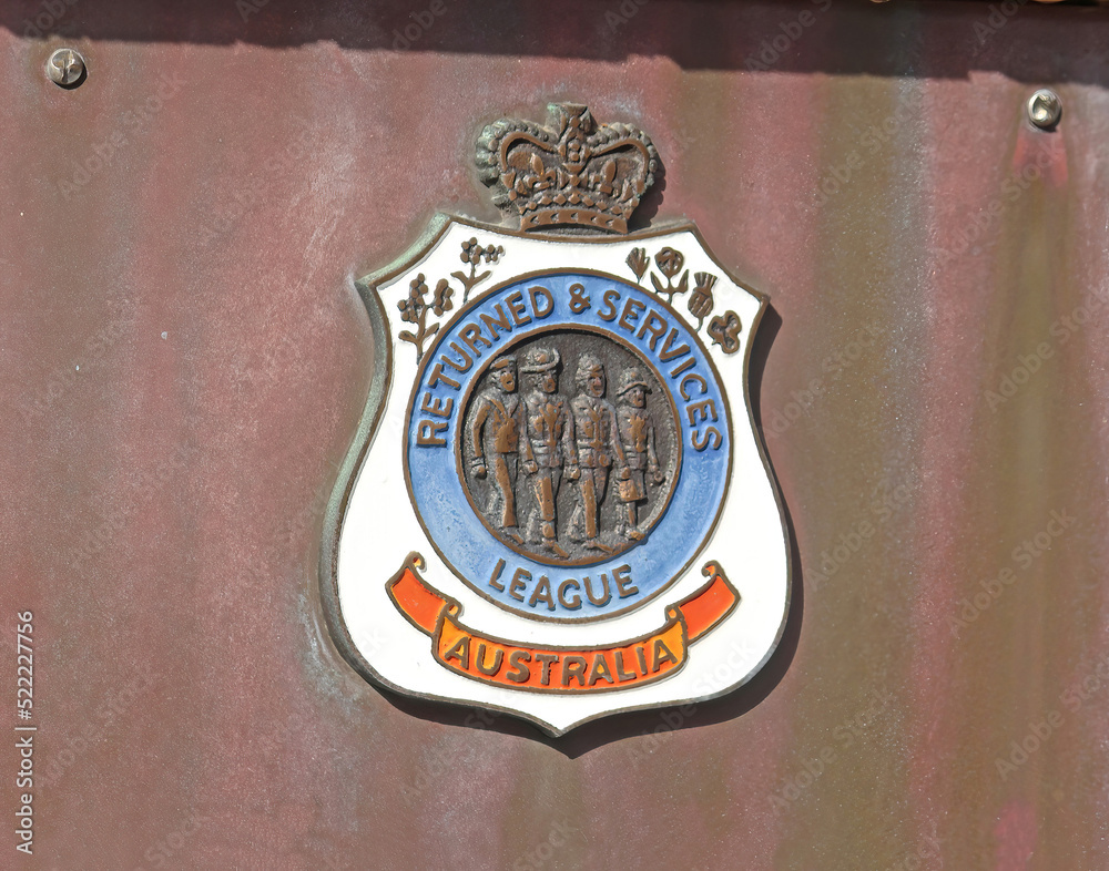 Plaque with the returned and services league badge Stock-Foto | Adobe Stock