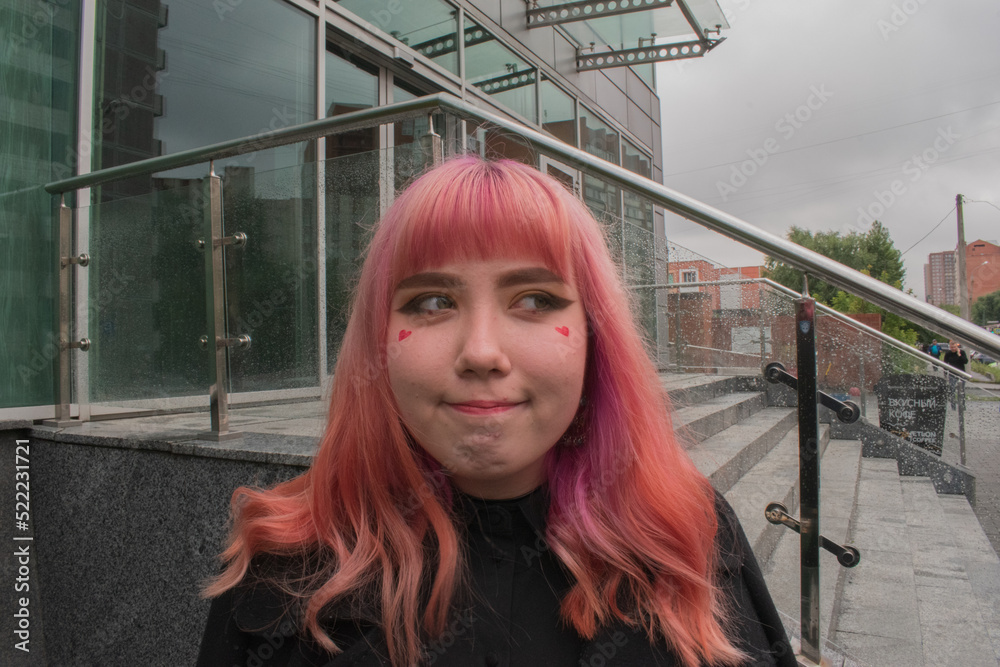 Photo & Art Print Beautiful full-figured anime girl with hearts on her ...