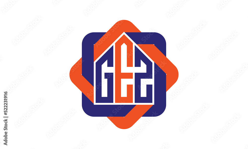 Vetor do Stock: GEZ three letter real estate logo with home icon logo ...