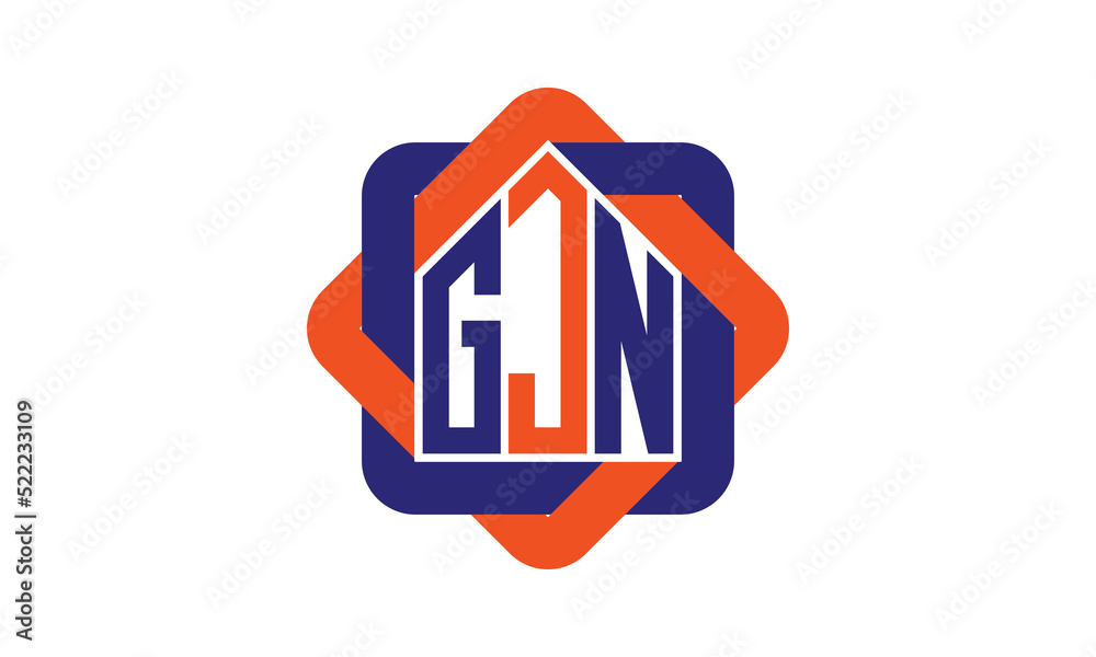 GJN three letter real estate logo with home icon logo design vector ...