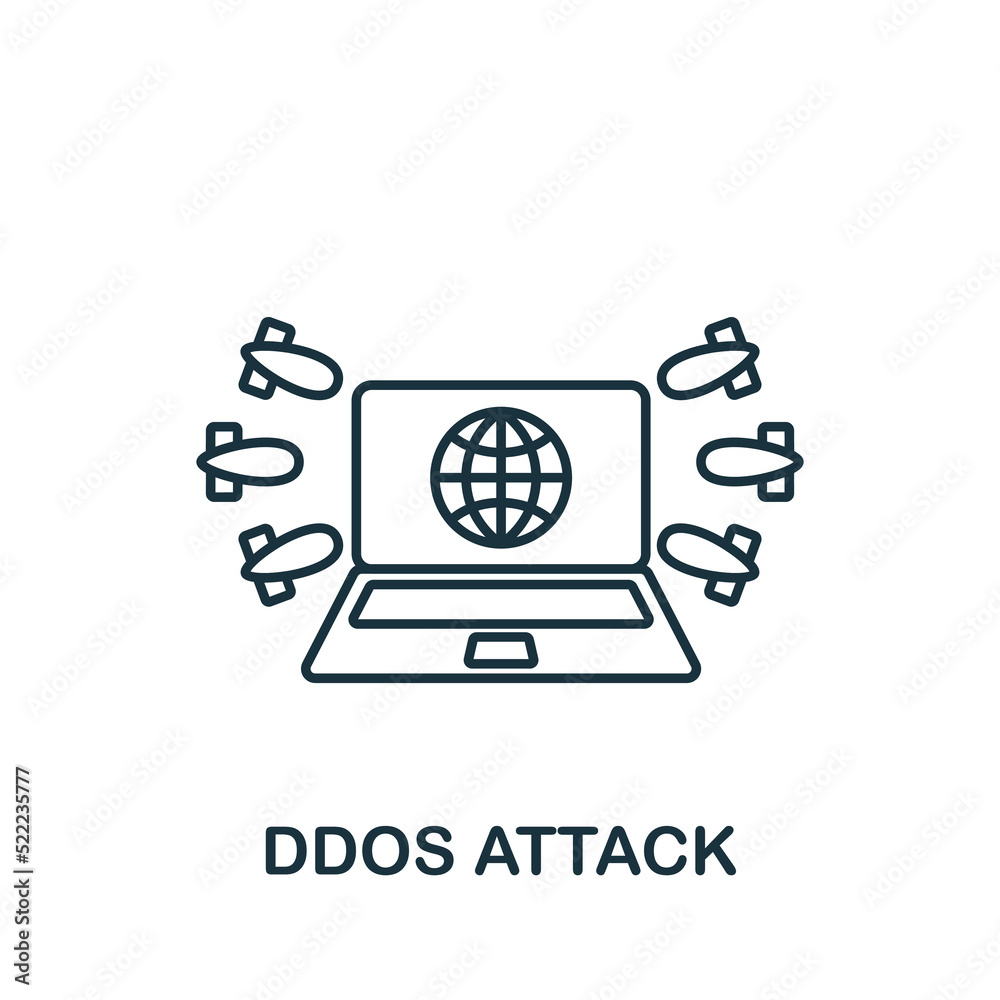Ddos Attack icon. Monochrome simple Cybercrime icon for templates, web ...