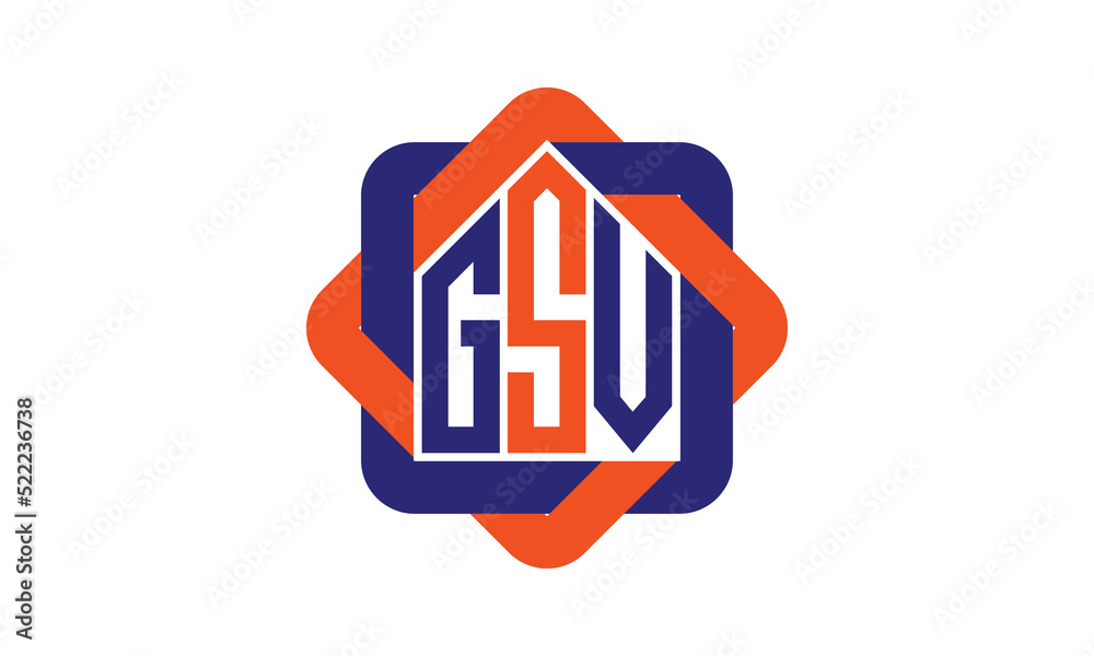 GSV three letter real estate logo with home icon logo design vector ...